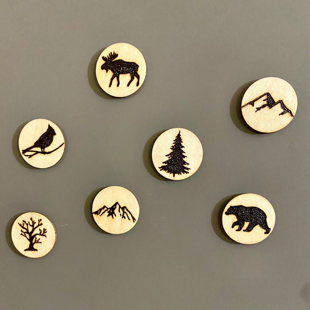 Nature and Wildlife Wooden Magnet Hand-burned Pyrography Stocking ...