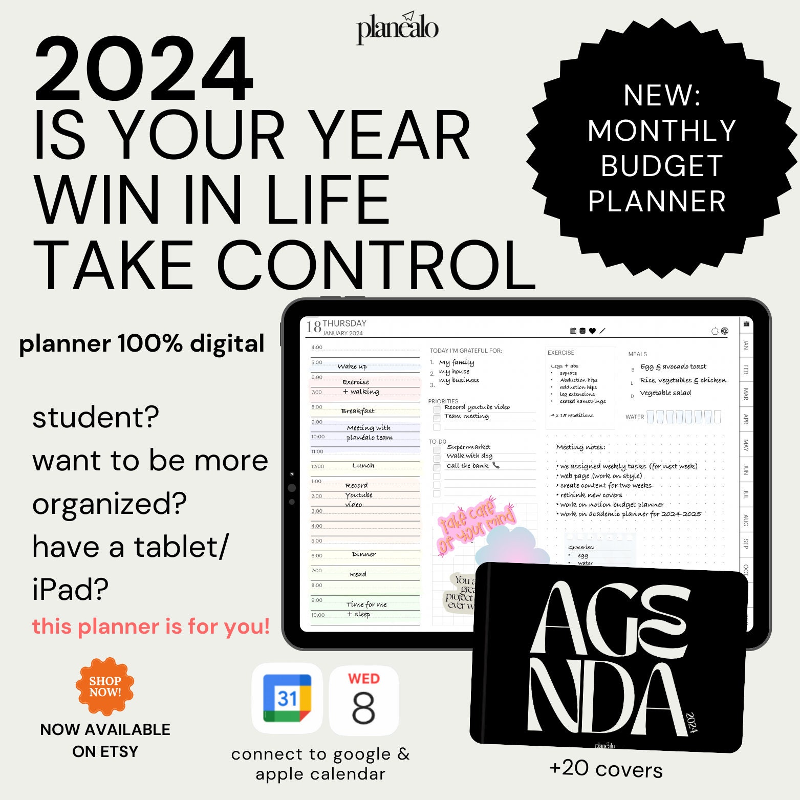 Digital Planner 2024 Planner Minimalist Planner iPad Planner - Etsy