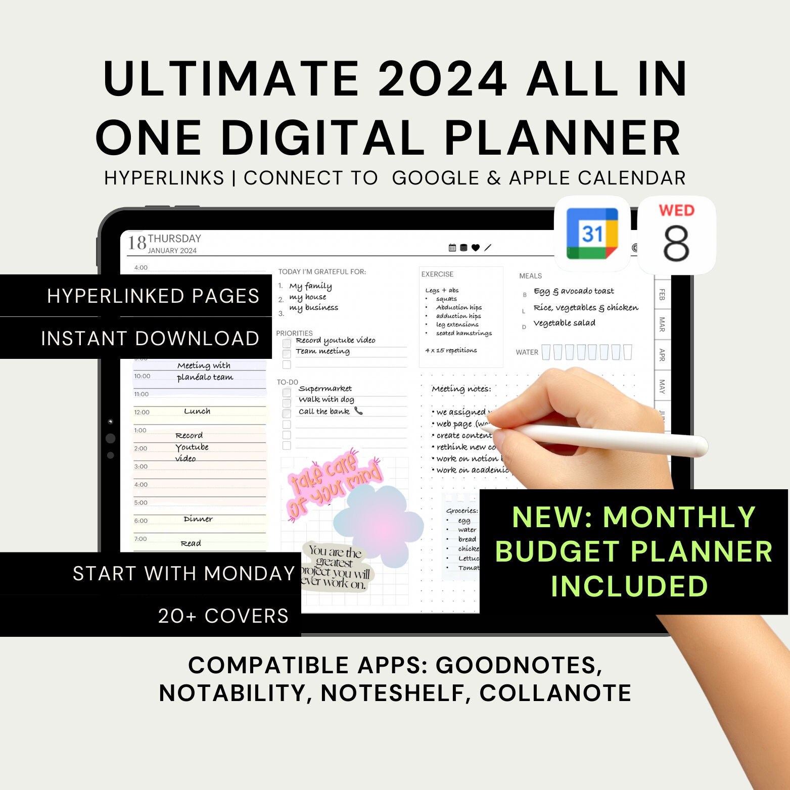 Digital Planner 2024 Planner Minimalist Planner iPad Planner - Etsy