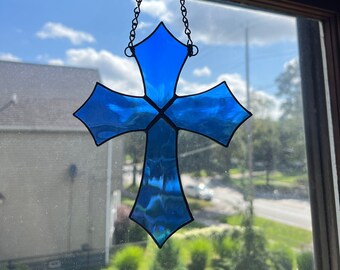 Stained Glass 3-point Beveled Cross - Etsy
