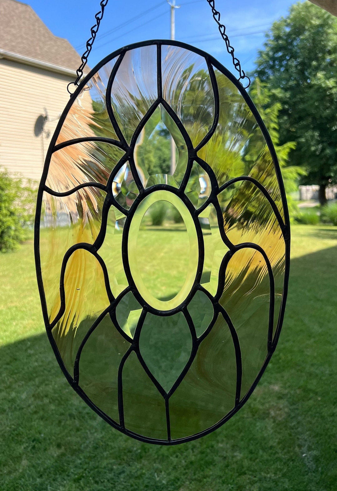 Stained Glass – "evil Victorian" 9 Piece Bevel Oval - Etsy
