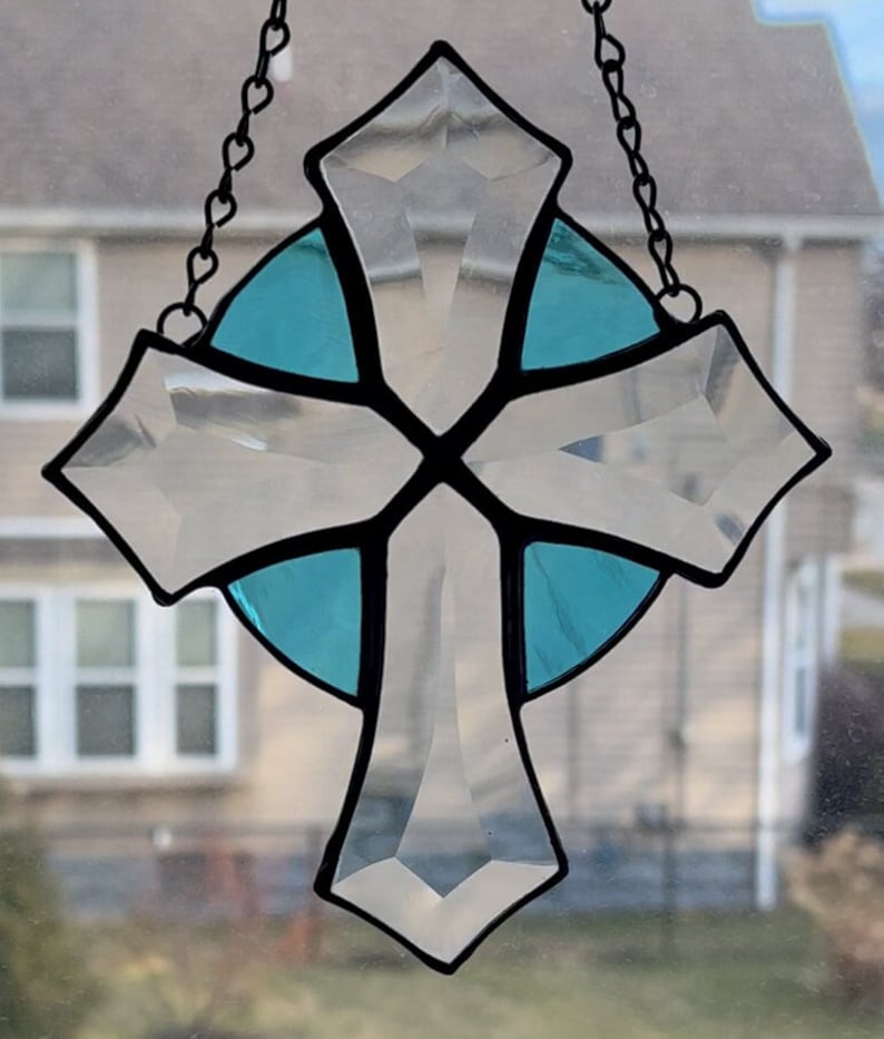 Stained Glass – 3-point Beveled Cross - Etsy