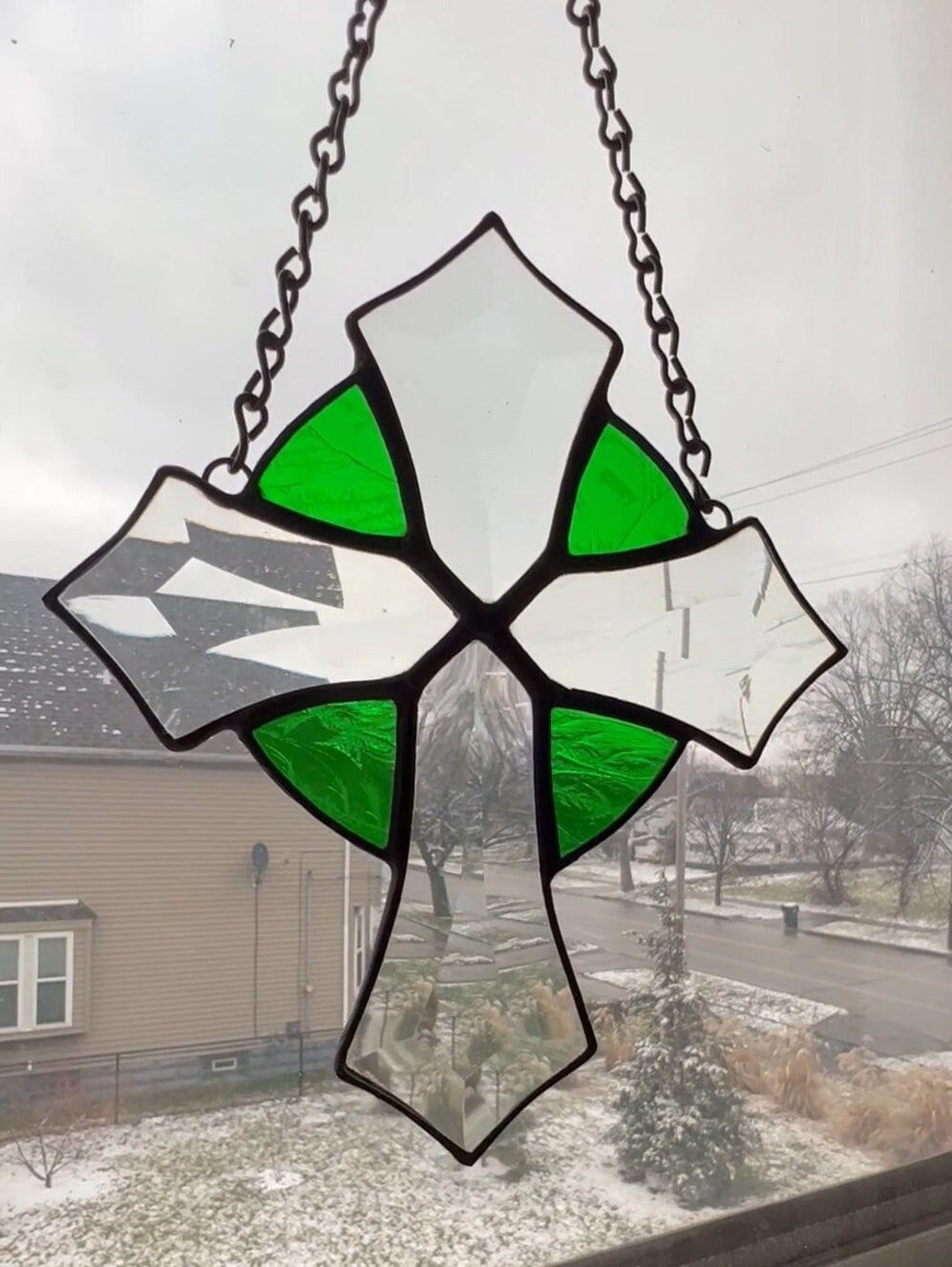 Stained Glass 3-point Beveled Cross - Etsy