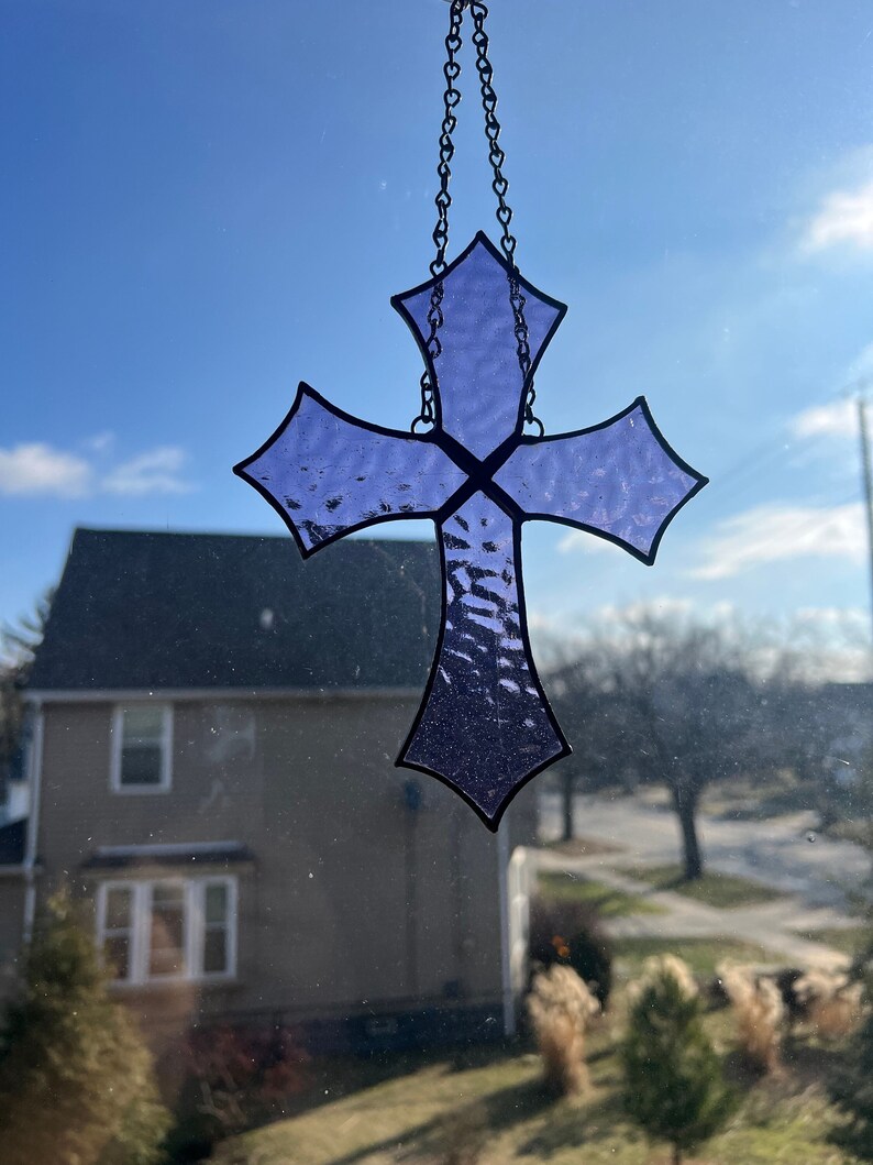 Stained Glass – 3-point Cross – Purple - Etsy