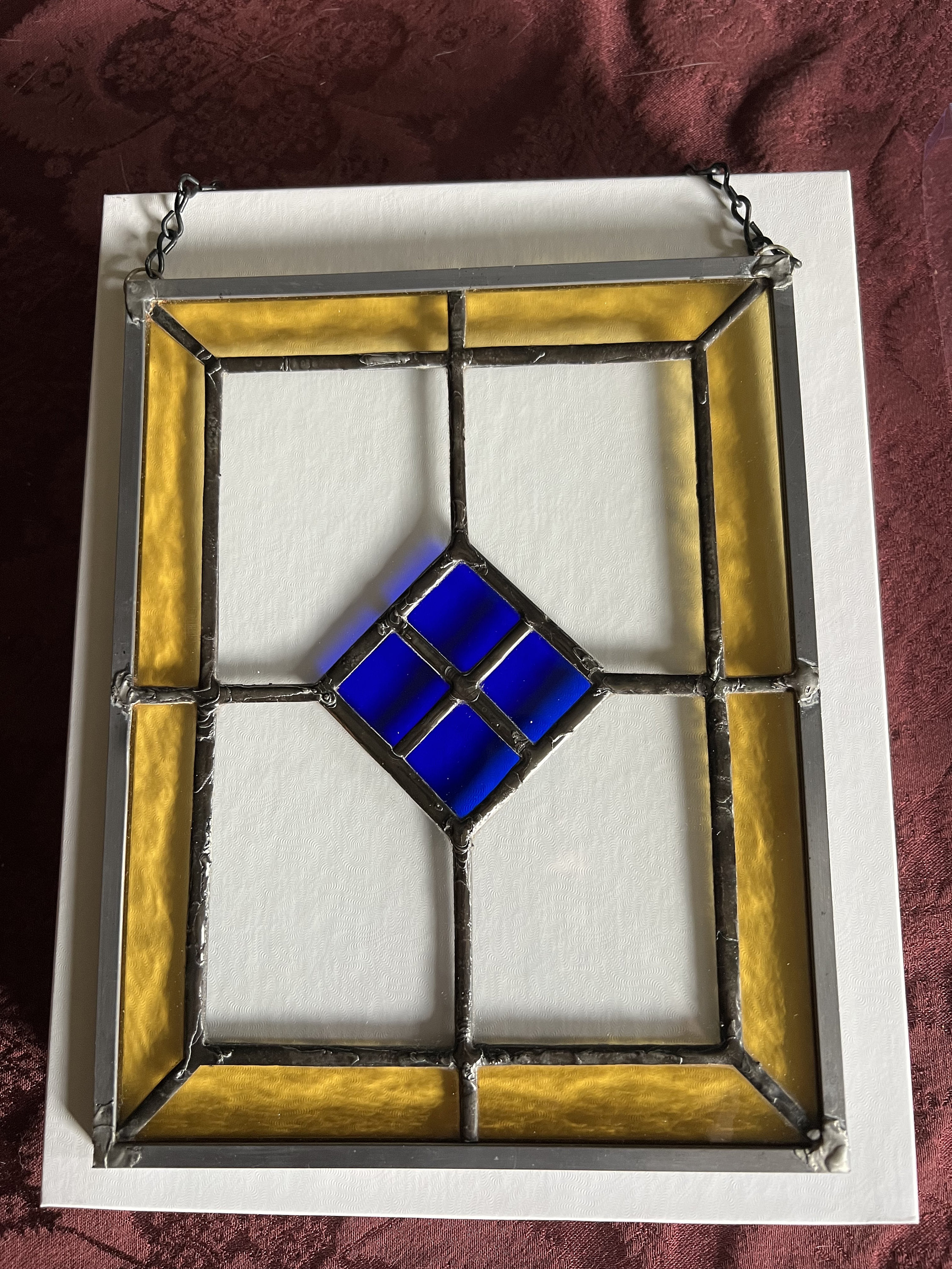 Stained Glass Cobalt Blue & Gold Panel - Etsy