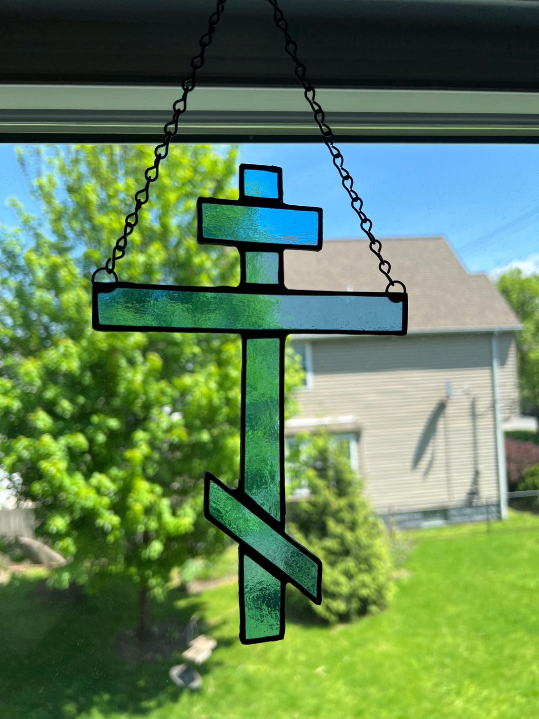 Stained Glass – Eastern Orthodox Cross / Light Blue - Etsy