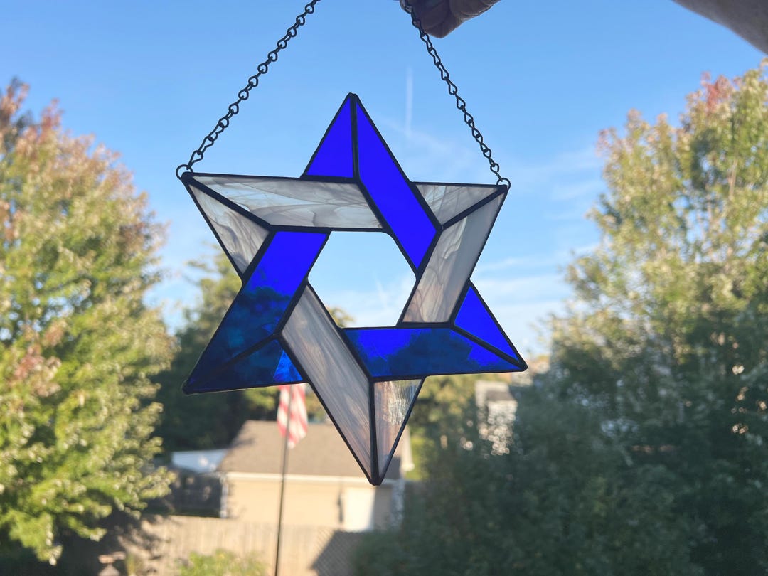 Stained Glass – Star of David - Cobalt Blue & White - Etsy