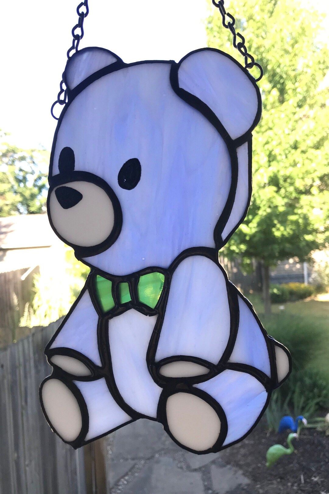Stained Glass – Teddy Bear in Blue - Etsy