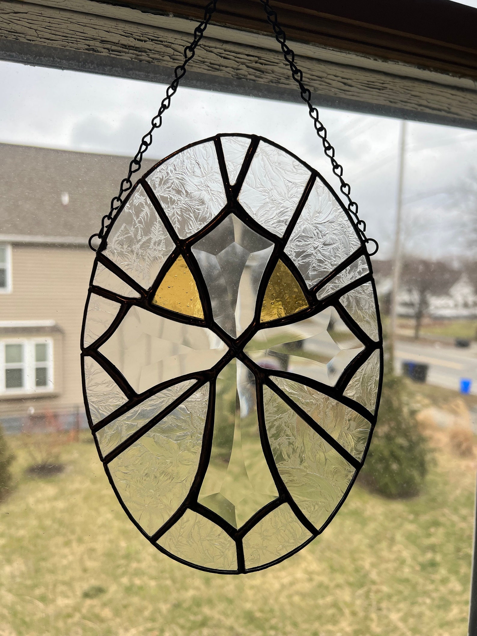 Stained Glass – Oval Beveled Cross - Etsy