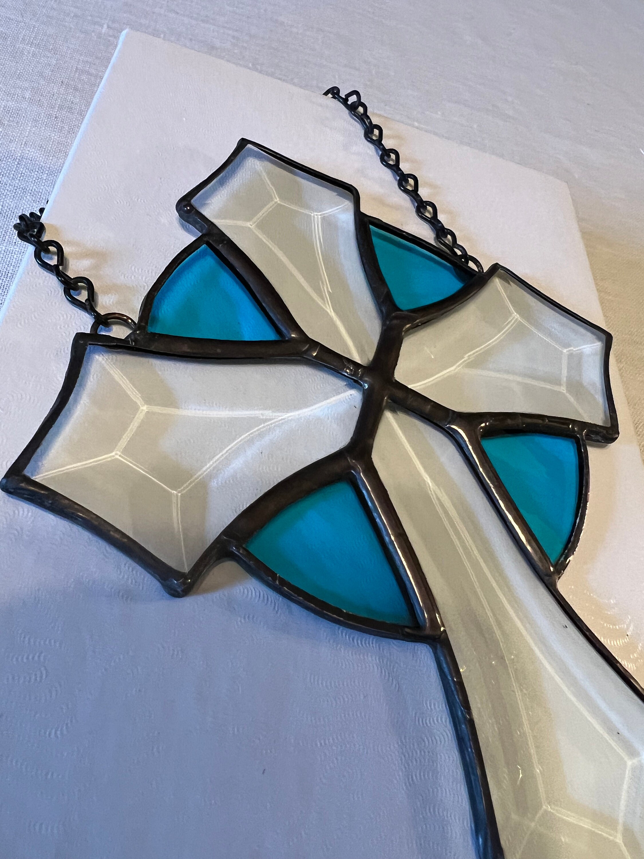 Stained Glass – 3-point Beveled Cross - Etsy