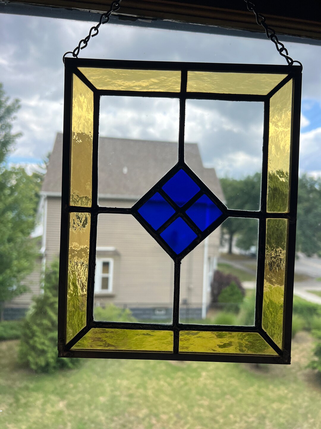 Stained Glass – Cobalt Blue & Gold Panel - Etsy