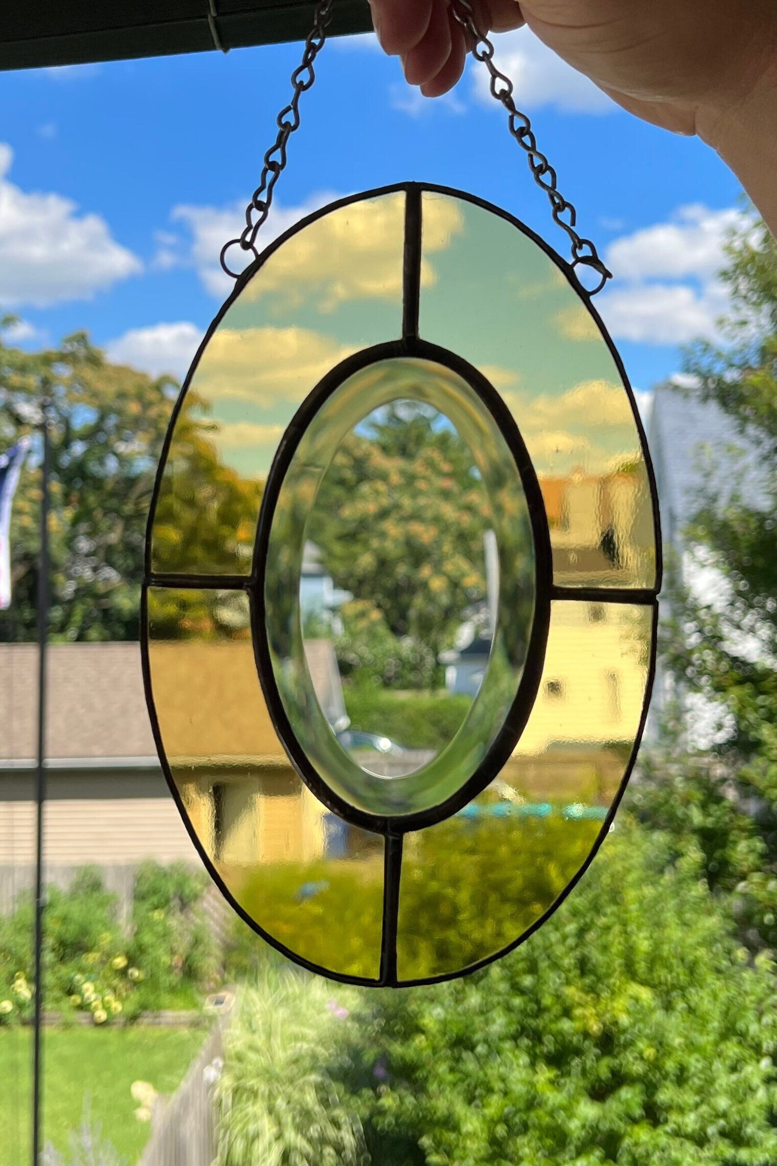 Stained Glass Simple Bevel Oval One Color - Etsy