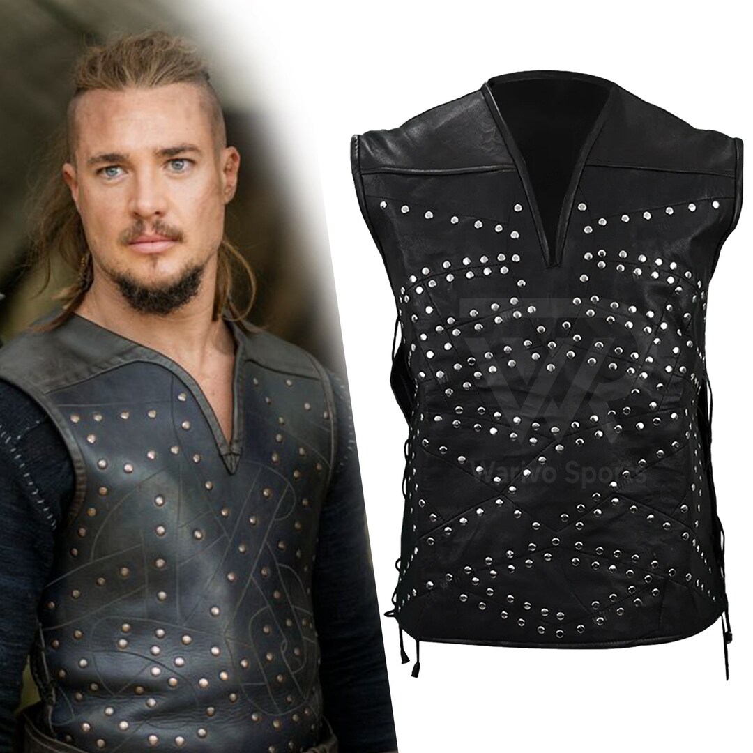 Uhtred the Last Kingdom Cosplay Costume Vest Genuine Black Leather Vest ...