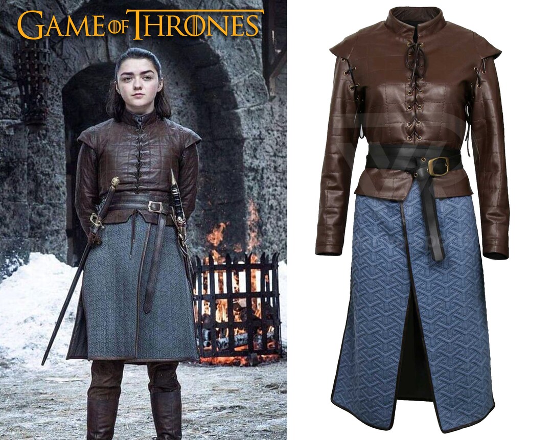 Game of Thrones Costume Arya Stark Cosplay Leather Jacket and Waist ...