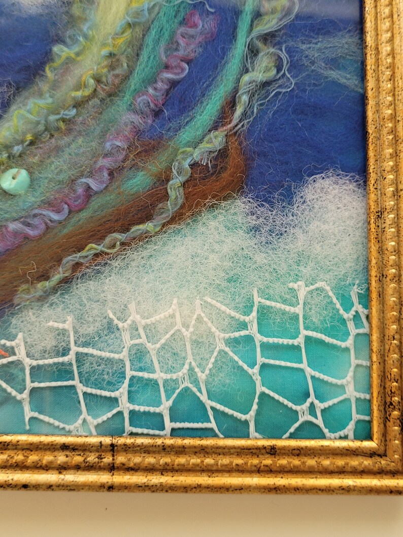 Fish in the Ocean. Needle Felted Wool Art. Unique Textile Art. Framed ...