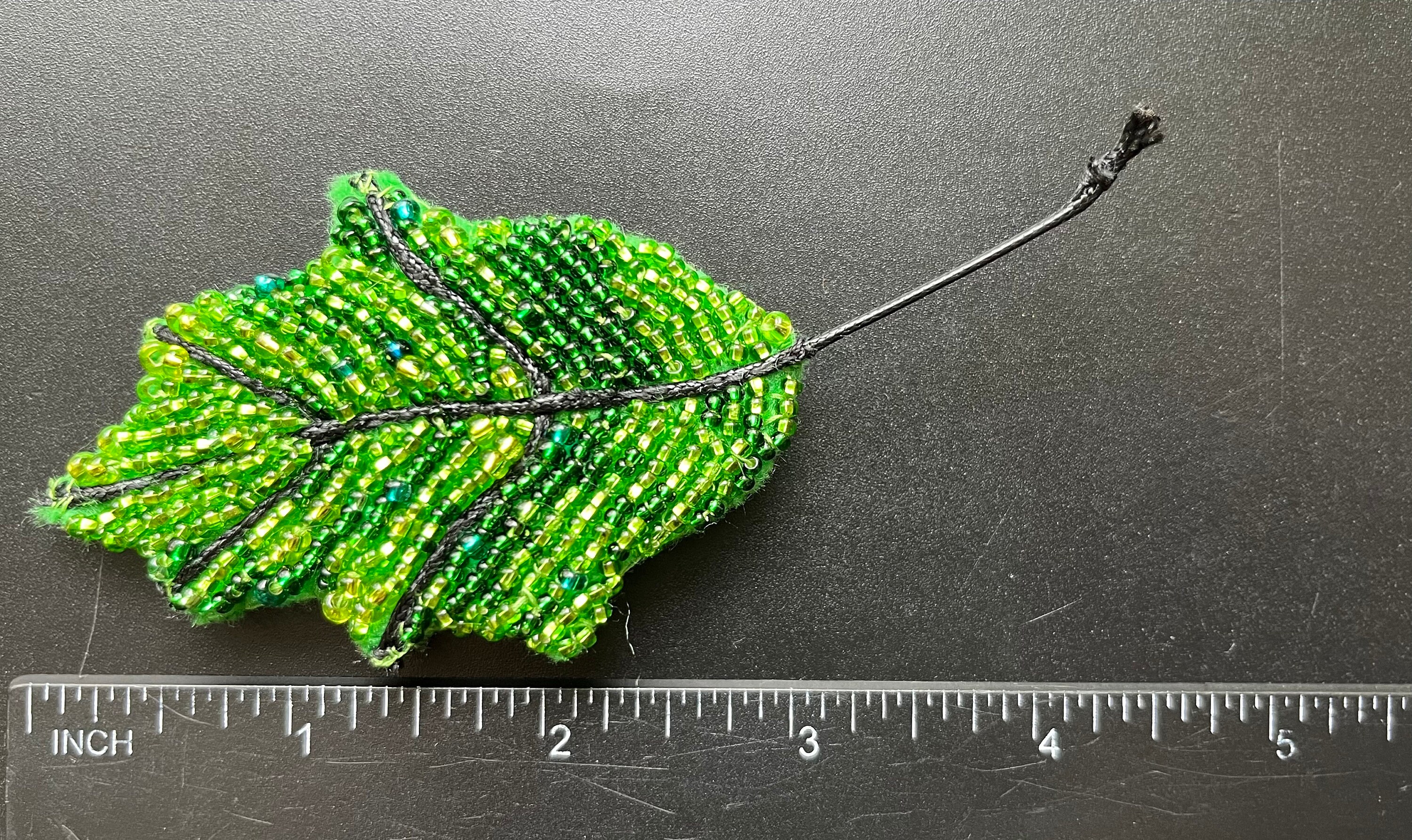 Beaded Green Leaf Pin - Etsy