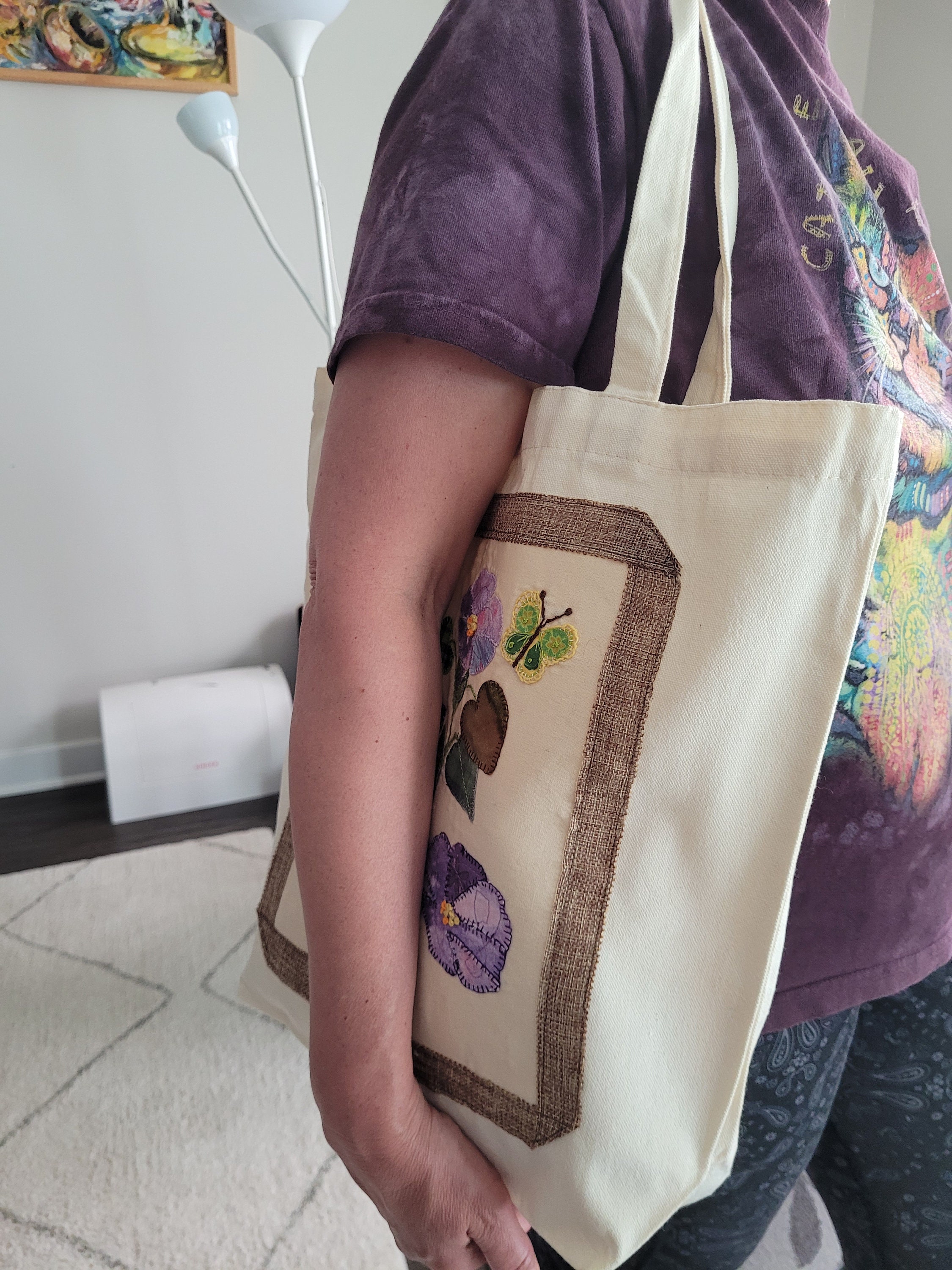 Unique Tote. Summer Flowers. Handmade. Ribbon Embroidery. - Etsy