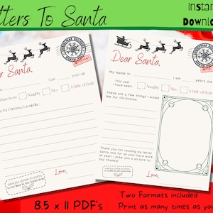 Letter to Santa, Kids Christmas Wish List, Dear Santa Wish List, Easy ...