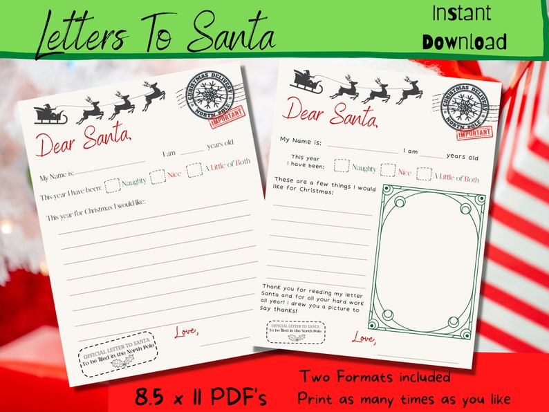 Letter to Santa, Kids Christmas Wish List, Dear Santa Wish List, Easy ...