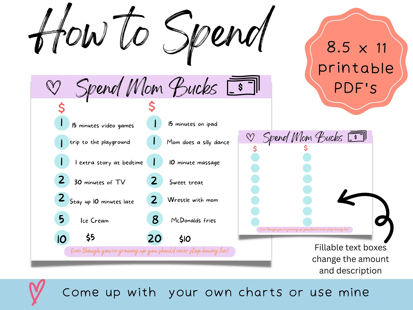 Chore Chart, Allowance Chart, Behavior Chart, Rewards System, Printable ...