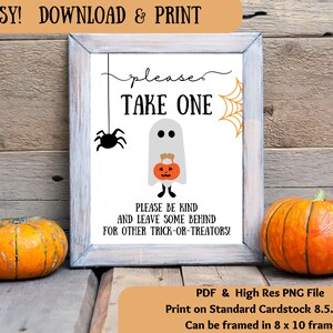 Halloween Please Take One Sign, Trick or Treat Sign, Halloween Door ...