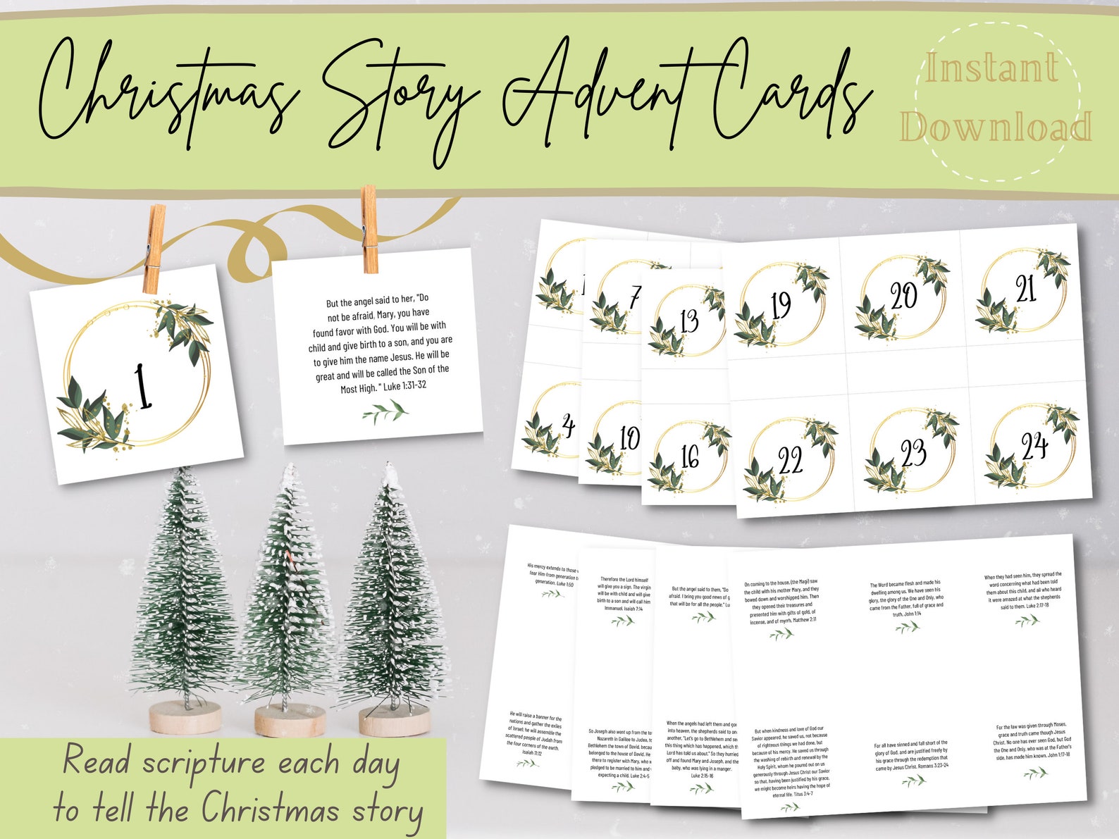 Printable Advent Calendar, Christmas Countdown, Advent Bible Verses ...
