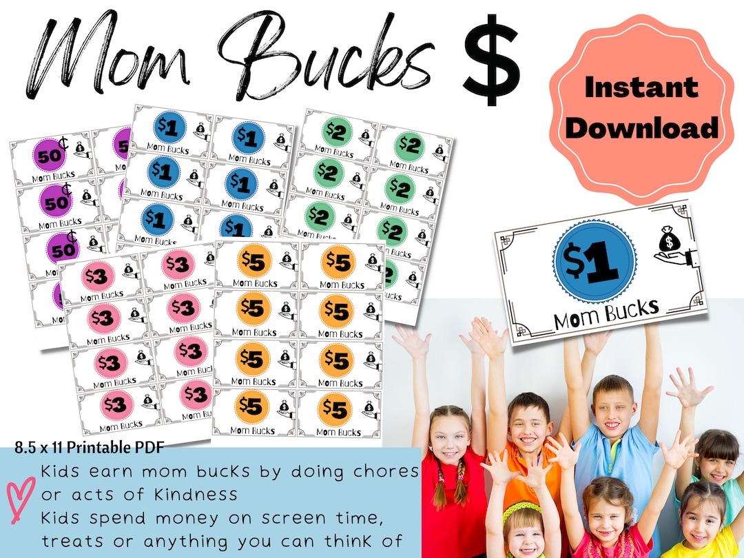 Mom Bucks, Chore Bucks, Behavior Bucks, Reward System, Dollars ...