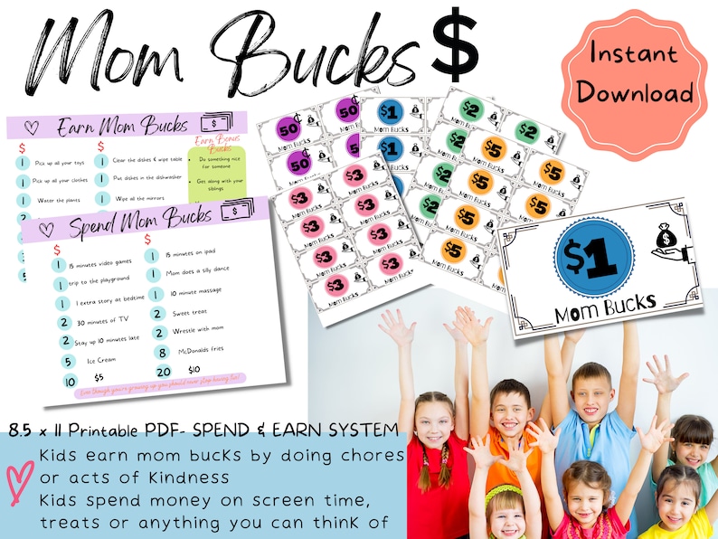 Mom Bucks, Chore Bucks, Behavior Bucks, Reward System, Dollars ...