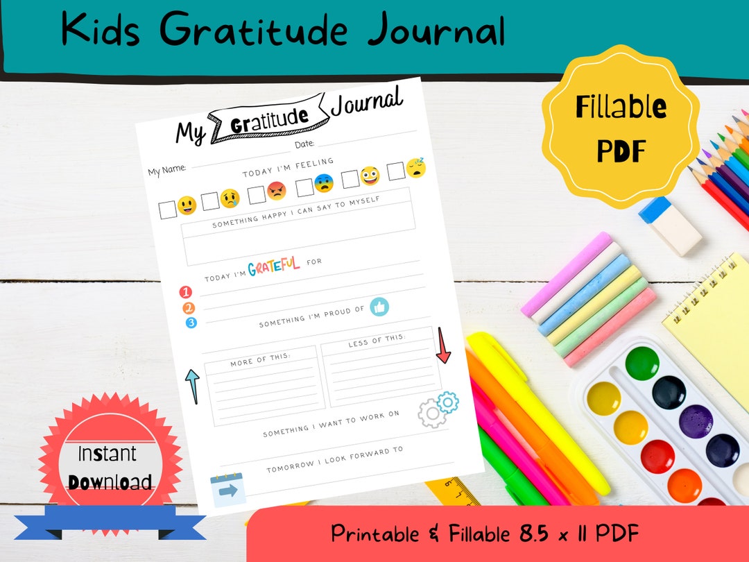 Kids Gratitude Journal, Kids Daily Journal, Morning Work, Daily Journal ...