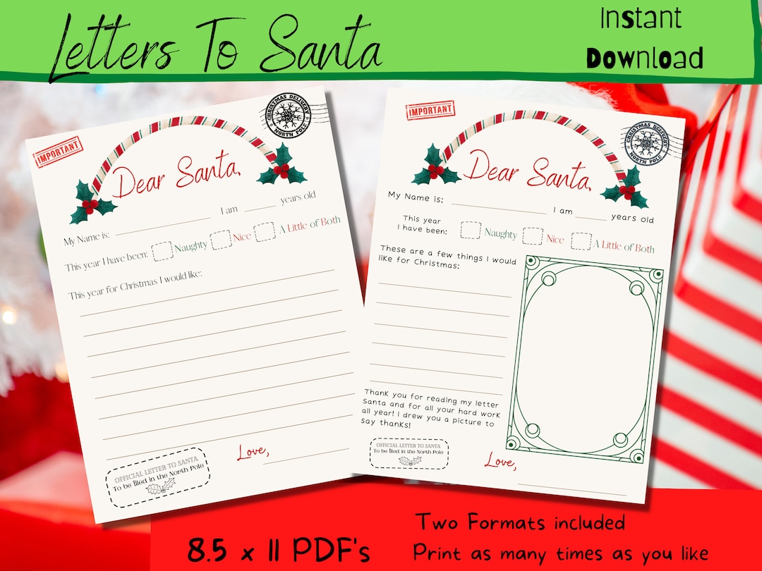 Letter to Santa, Kids Christmas Wish List, Dear Santa Wish List, Easy ...