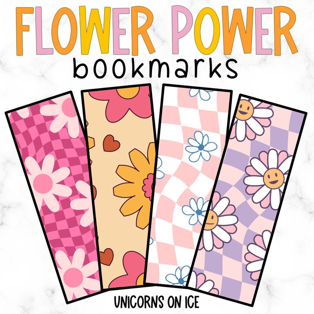 Printable Groovy Flower Power Bookmarks - Etsy