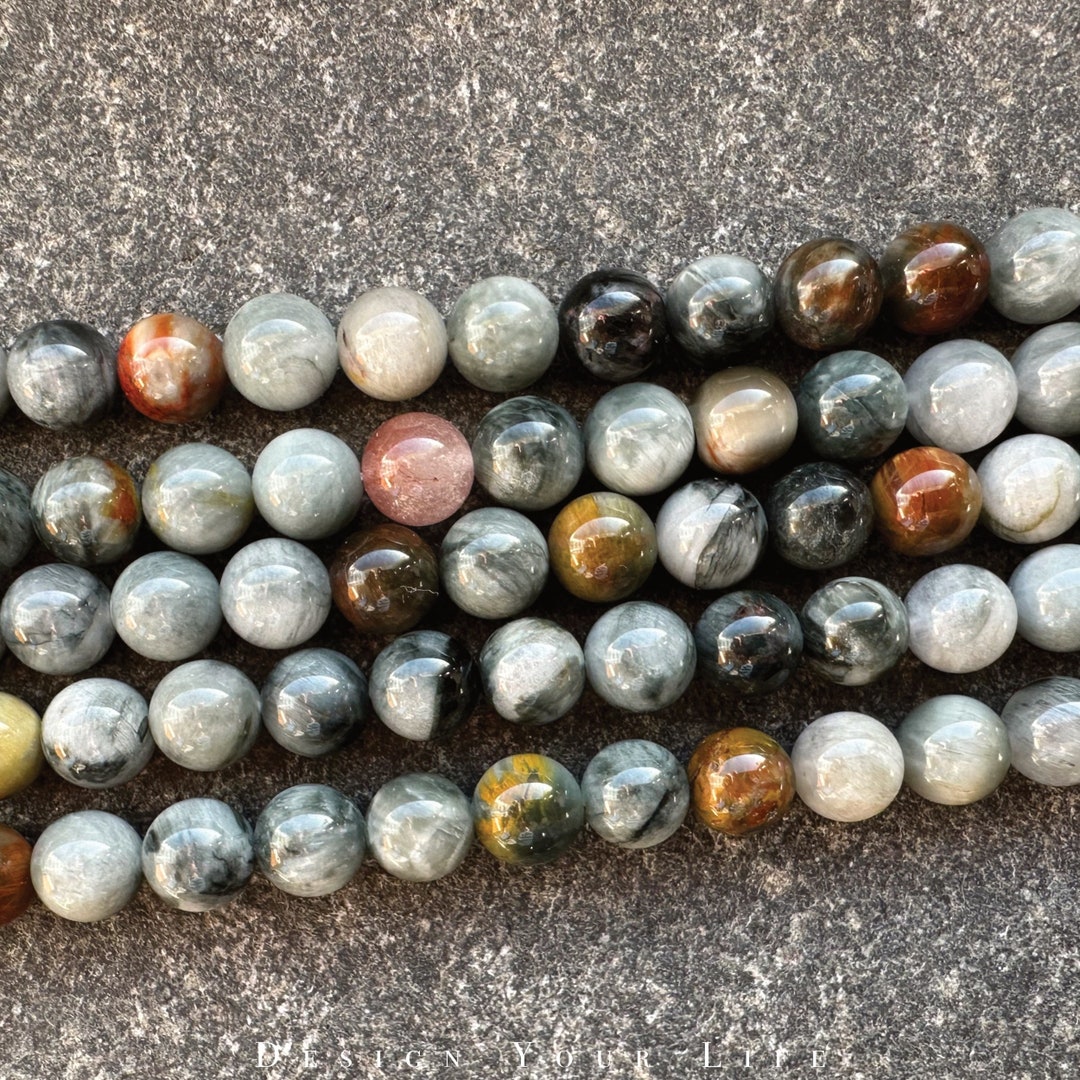 Natural Colored Eagle Eye Beads on a Strand in 6 Mm & 8 Mm, Natural ...