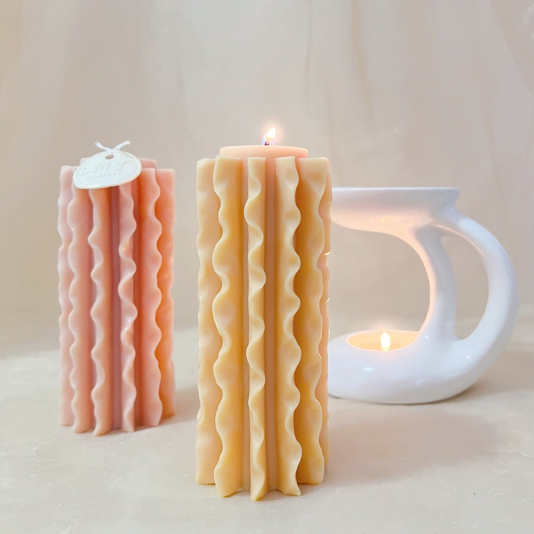 Minimalistic Frill Pillar Candle Handcrafted Scented Soy Candles ...