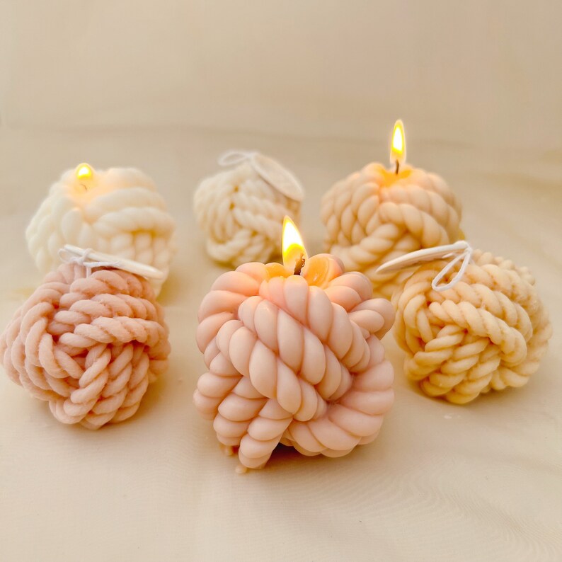 Yarn Ball Candle | Scented Natural Soy Candle | Handmade Twisted Knot ...