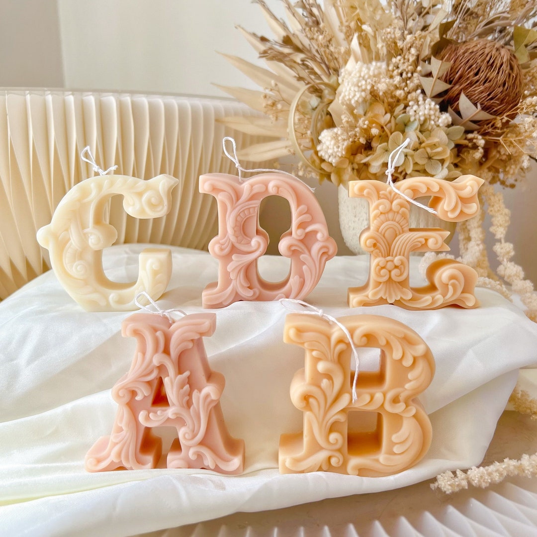 Vintage Letter Candle, Personalized Alphabet Soy Candle, Handmade ...