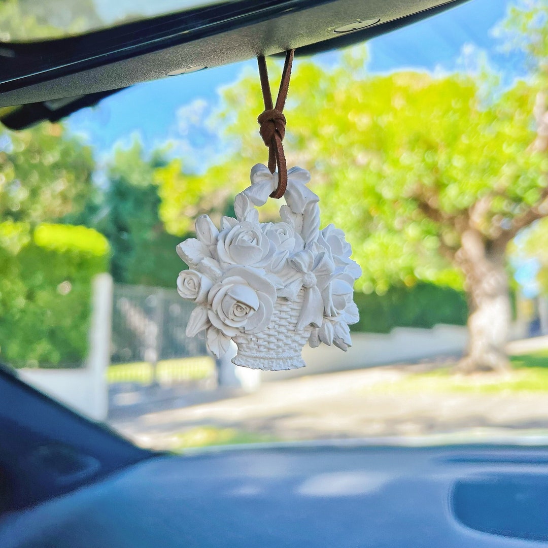 Car Air Freshener, Rose Basket Car Hanging Diffuser, Car Hanger, Custom ...