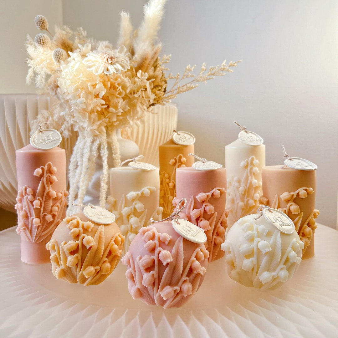 Lily of the Valley Pillar Candle, Scented Soy Wax Candle, Decorative ...