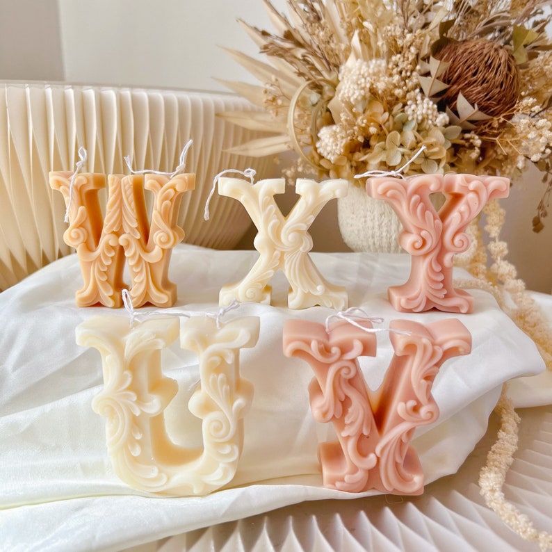 Vintage Letter Candle, Personalized Alphabet Soy Candle, Handmade ...
