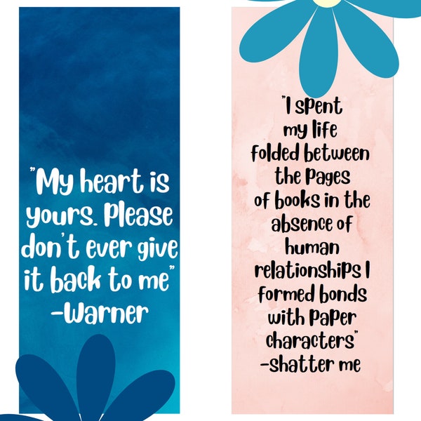 Aaron Warner Shatter Me Bookmark - Etsy