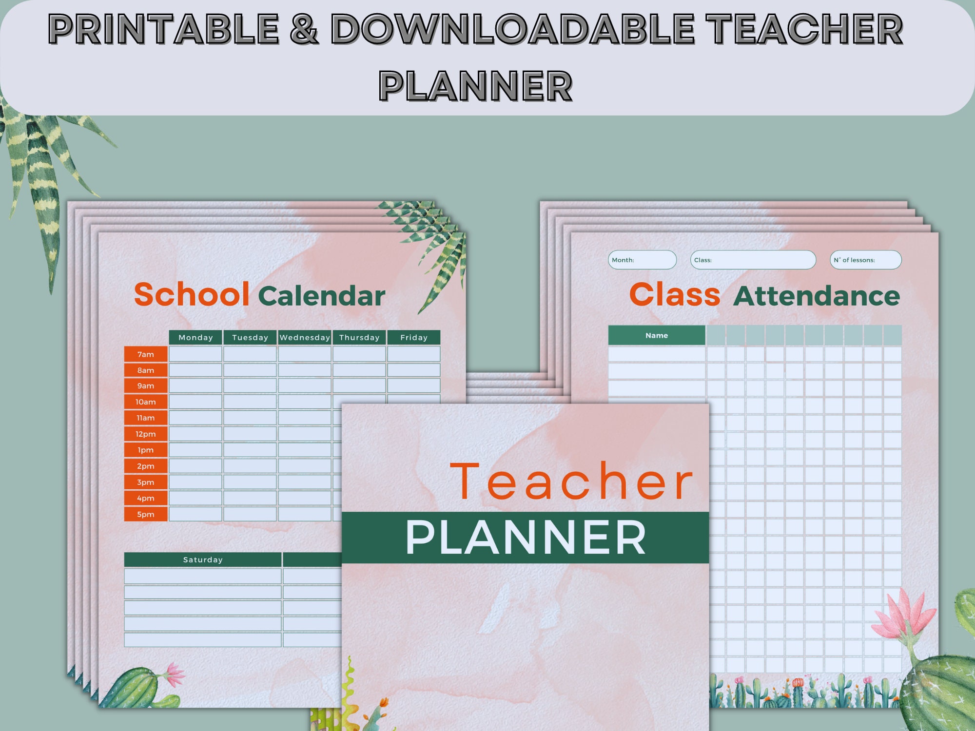 Teacher Digital Planner | Printable Canva Planner | Lesson Planner PDF ...