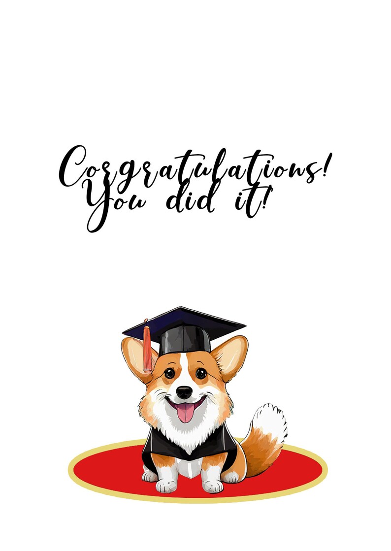 Corgi Congratulations Graduation Card - Etsy