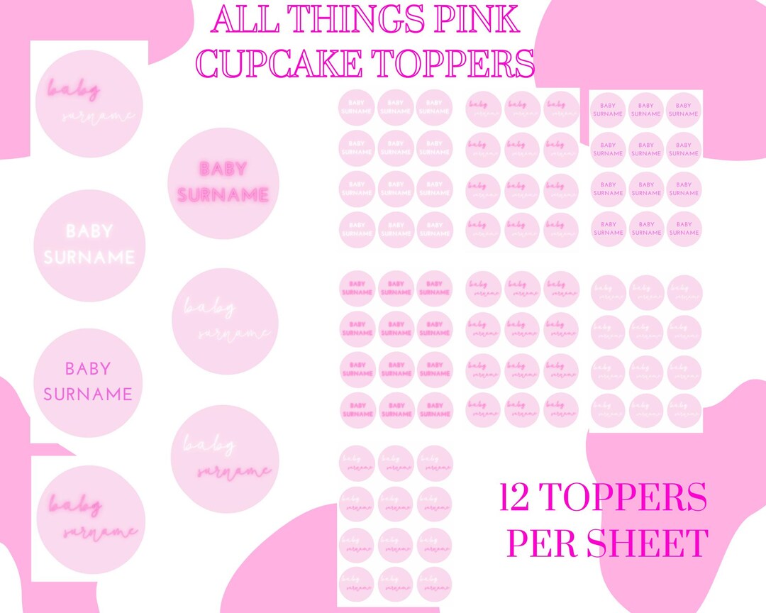 All Things Pink - Cupcake Toppers - Etsy