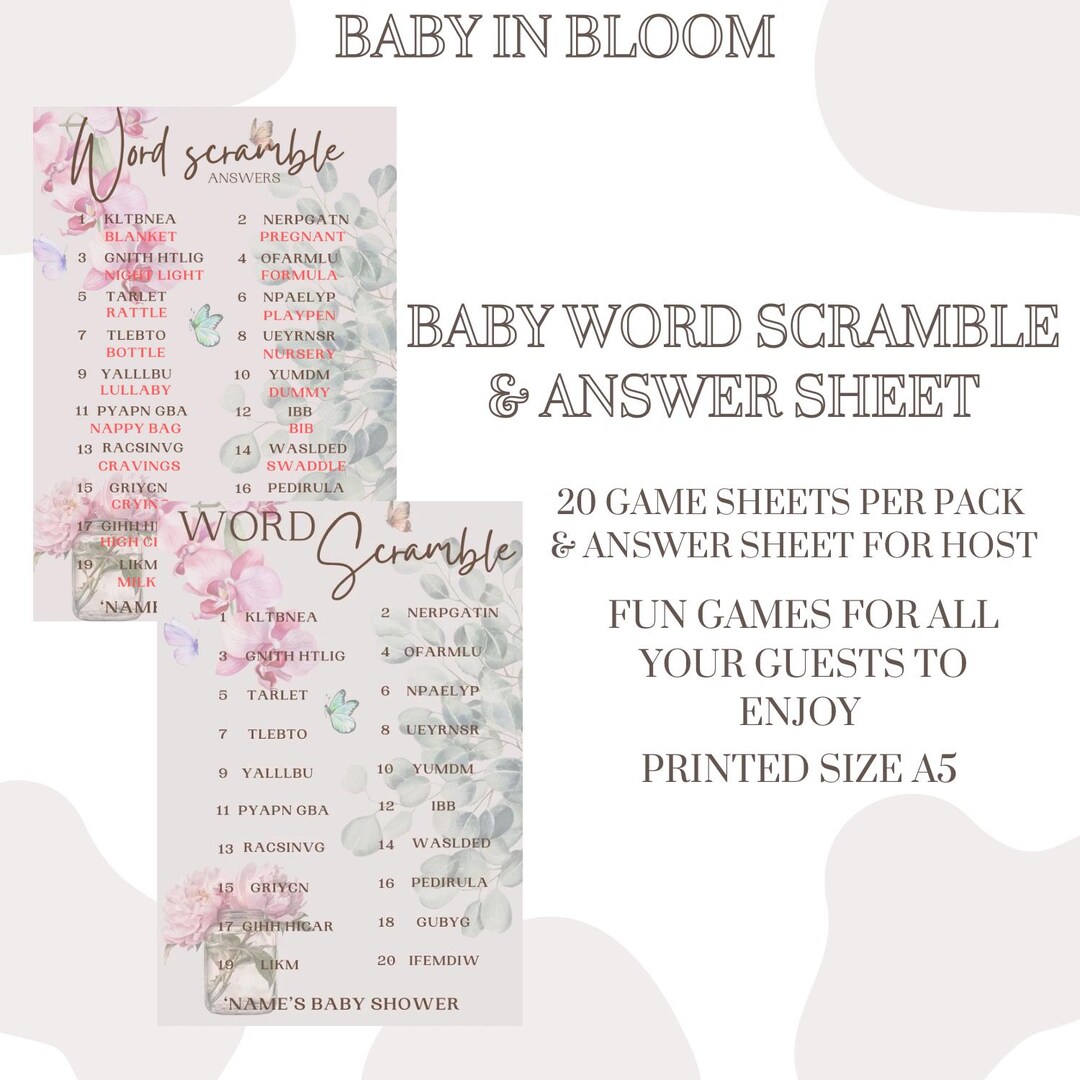 Word Scramble - Baby Shower Game - Special Edition - Etsy