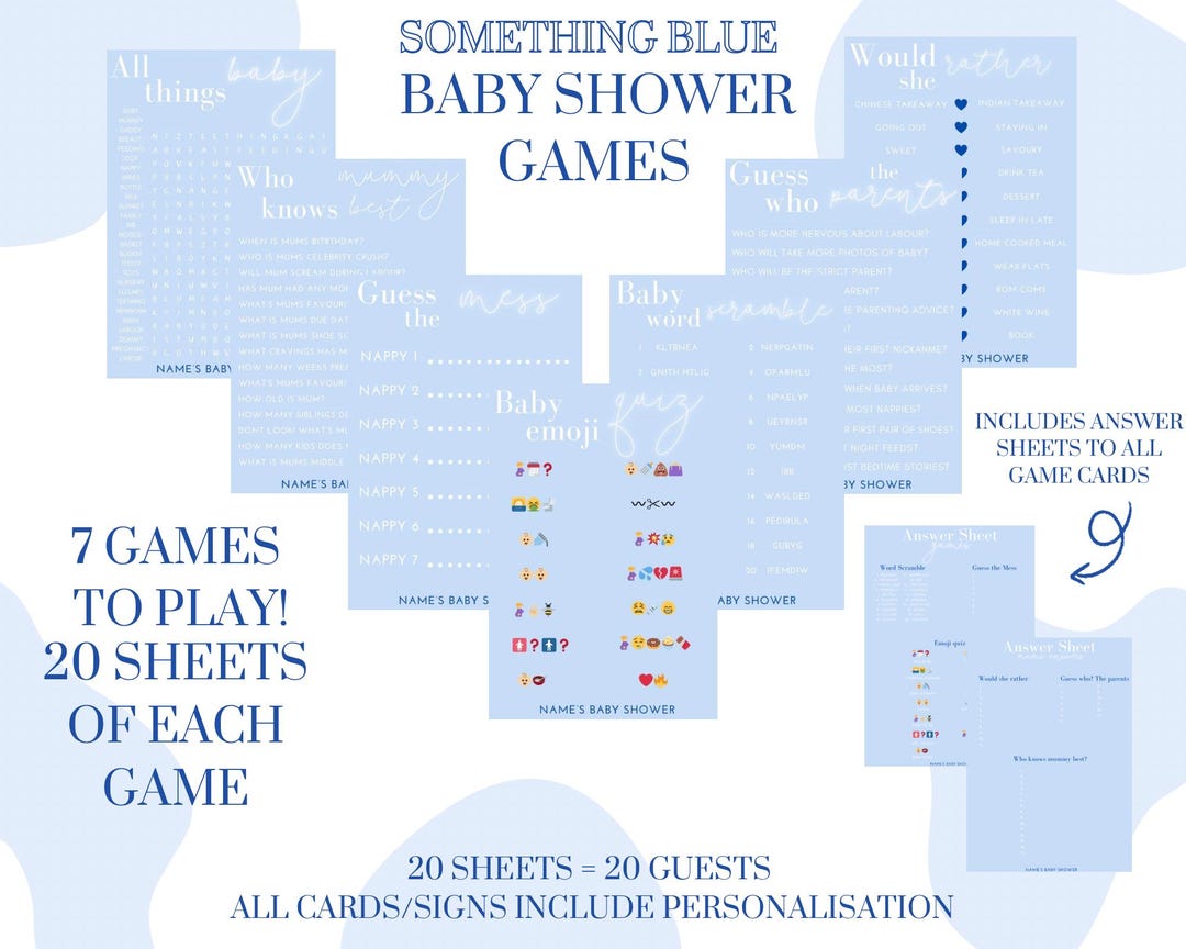 Something Blue - Baby Shower Game Bundle - Etsy