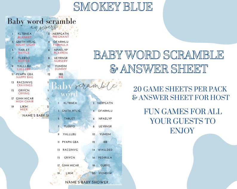 Word Scramble - Baby Shower Game - Special Edition - Etsy