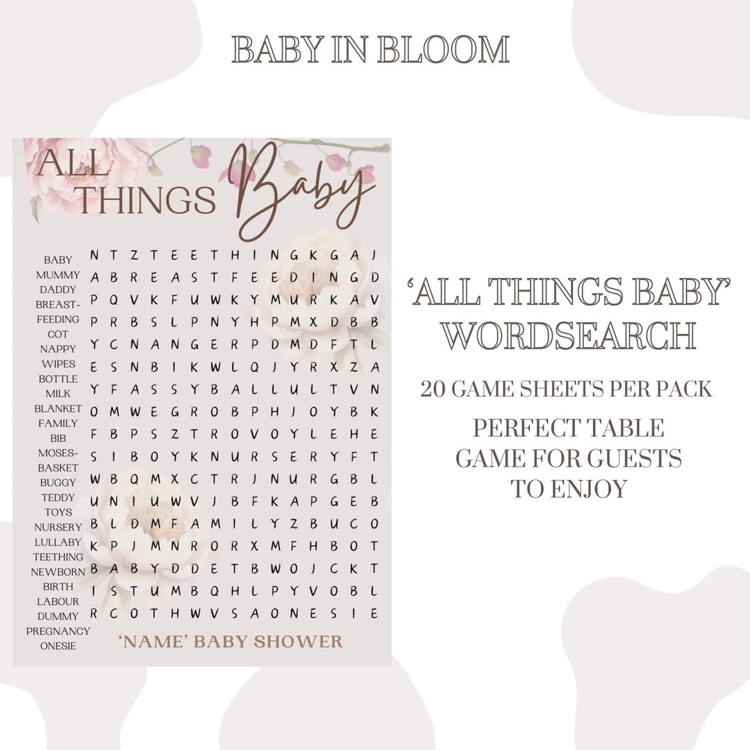 All Things Baby Wordsearch Game - Special Edition - Etsy
