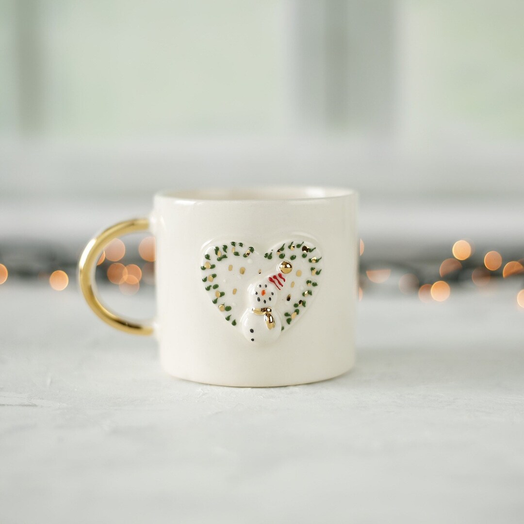 Christmas Handmade Ceramic Mug 5.9 Oz Christmas Gift 24K Gold Ceramic ...