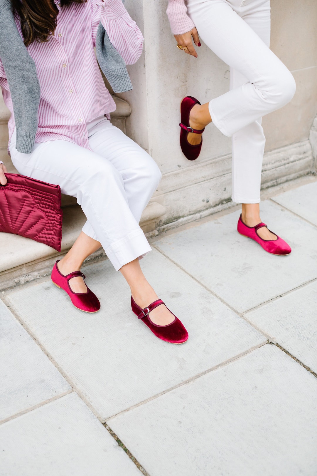 Red Velvet Mary Jane Shoes Women Shoes Women Ballet Shoes Vintage Shoes ...