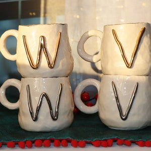 Handmade Ceramic Letter Mug- Initial Cup- Stoneware Coffee Mug - Etsy