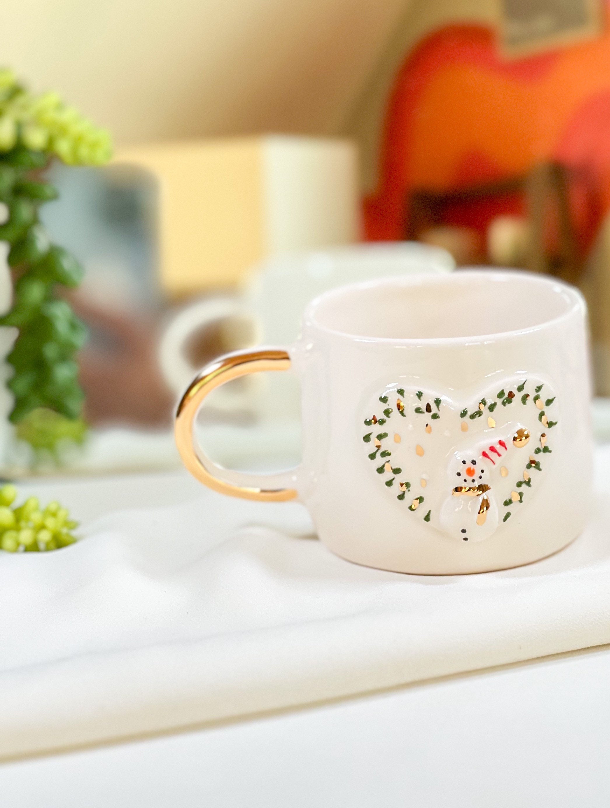 Christmas Handmade Ceramic Mug 5.9 Oz Christmas Gift 24K Gold Ceramic ...